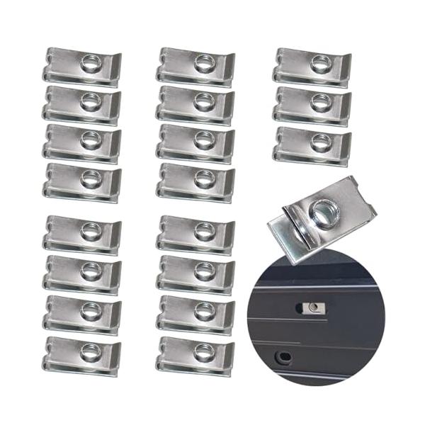 1.セット内容：20枚。2.サイズ：24×11mm。 ★購入前に製品のサイズをご確認ください。3.耐久性と信頼性：上質な金属材料を使用したM6クリップナットは非常に耐久性があり、丈夫で長期間安定した固定を提供します。4.ユニークな機能：M6...