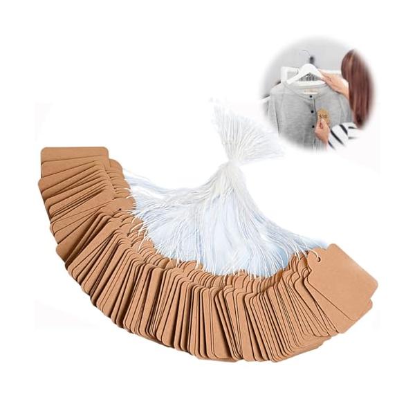 【約200枚セット】サイズ：35mmｘ22mm、色：茶褐色、　 形：長方形、商品に十分な情報を表示するために必要なスペースを提供します。小売業やハンドメイドビジネスにおいて、効率的で便利なツールとなります。【高品質材料】これらの値札ラベルは...