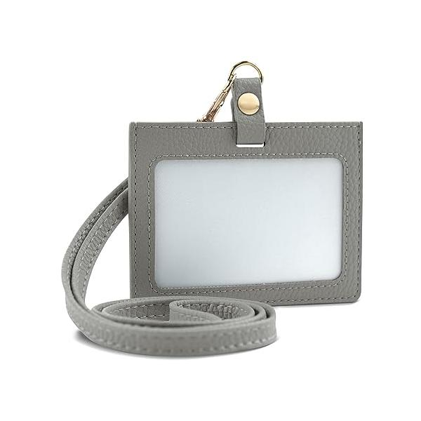 【名札ケース&amp;サイズ】横型-外寸/約10.5×7.5(cm) 、横型-セル窓/約8.0×5.0（cm）、重さ：約60ｇで軽く、定番の首掛けスタイル-ネックストラップで首から社員証などを提げてご使用いただけます。 ICカードキーのタッ...