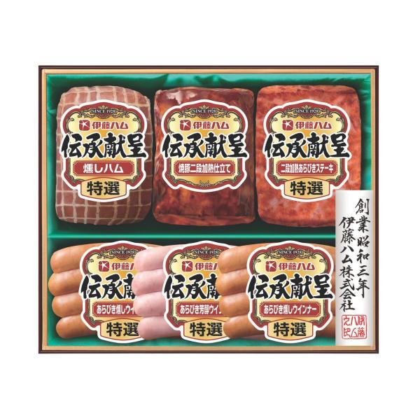 【発売日：2025年12月01日】商品詳細【名称】伊藤ハム 伝承献呈GM-40 ハムギフトセット【内容量】伝承献呈焼豚二段加熱仕立て160g伝承献呈特選燻しハム180g伝承献呈特選二段加熱あらびきステーキ(タテ）110g伝承献呈特選あらびき...