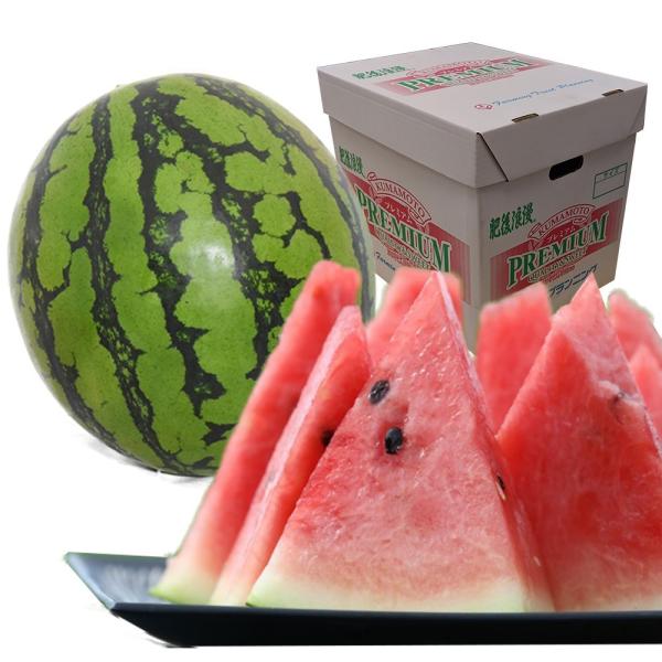 商品詳細　商品名　　：熊本産　肥後浪漫スイカ１玉（4L・5Lサイズ)　産地名　　：熊本産　内容量　　：1玉約8〜10kg　サイズ　　：4L・5Lサイズ　保存方法　：冷暗所で保存してください。　配送方法　：常温便　配送料金　：送料無料（一部地...