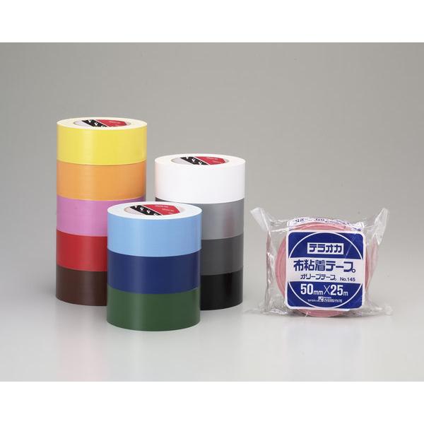 布粘着テープ強粘着・耐水性・手で切れる・重ね貼りできる・文字が書ける機能、作業性とも抜群。包装用布粘着テープのトップブランド、オリーブテープ鮮明な色を豊富に揃え、ケースの色分けに最適です。巾：50mm長さ：25mポイント利用