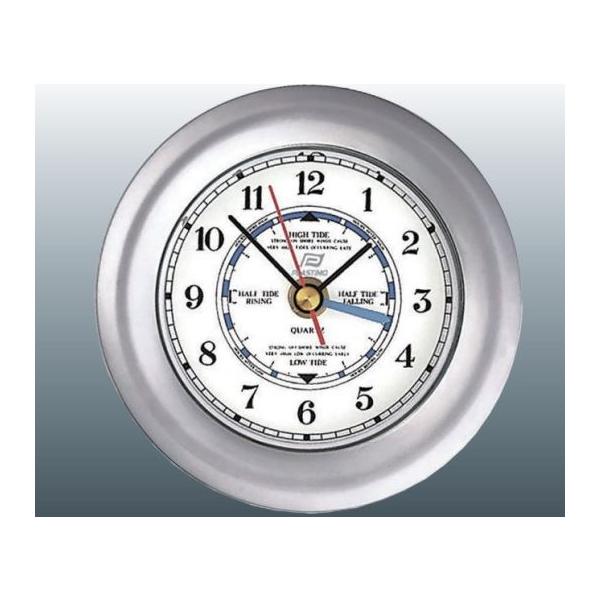 4インチタイドクロック 209TCサイズ：130mmφ×53mm本体：マットクロームケース愛艇のある風景にはいつもお気に入りのマリンクロック、そしてバロメーターが一緒です。プラスチモはオーナーが持つこの喜びを味わえる格調高いマリンクロック、...