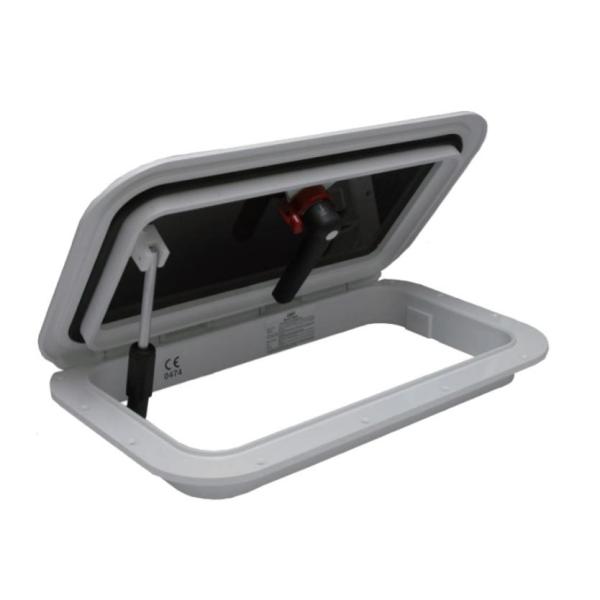 Nuova Euro1 プラスチックハッチEuro1　480×268mmコストパフォーマンスにすぐれたプラスチックハッチです。デッキへの吐出が2cmと非常に薄くて軽いのが特徴です。あまり強度を必要としない所などに最適です。ハッチの取り付け面...