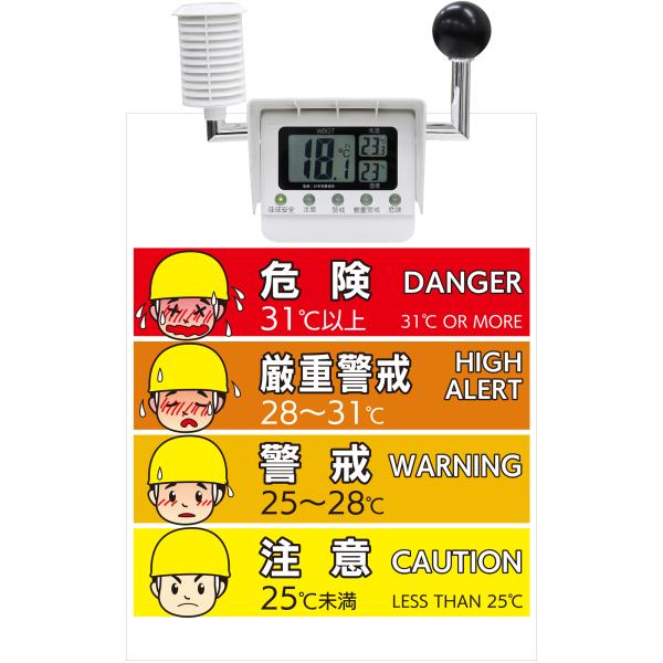 ■WBGT計測範囲(℃)：0〜60■気温計測範囲(℃)：0〜60■湿度計測範囲(％)：20〜90■熱中症計材質：ABS樹脂、アクリル樹脂■看板材質：アルミ複合板■■製造国：中国■熱中症計サイズ(mm)：310×400×185■看板サイズ(m...