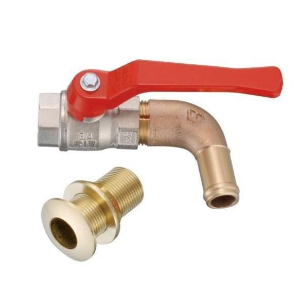 トイレ配管用レバー式ボールバルブ（開閉弁）とスルハル（吸排水口）です。トイレを喫水線の上に取り付けるか、下に取り付けるか、いずれの場合もバルブとスルハルが必要になります。下船時や悪天候はバルブを閉めトイレ使用の場合だけバルブを開いて下さい。...