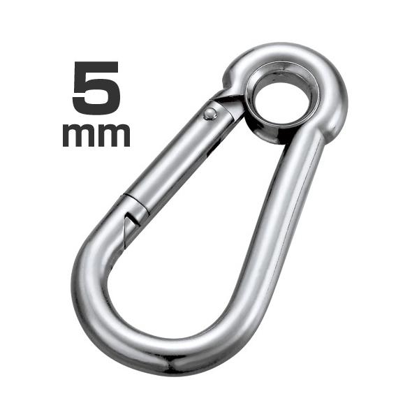 ステンレス製　AKフック　（環付）　5mm使用荷重：50kg材質：本体SUS316、バネSUS304