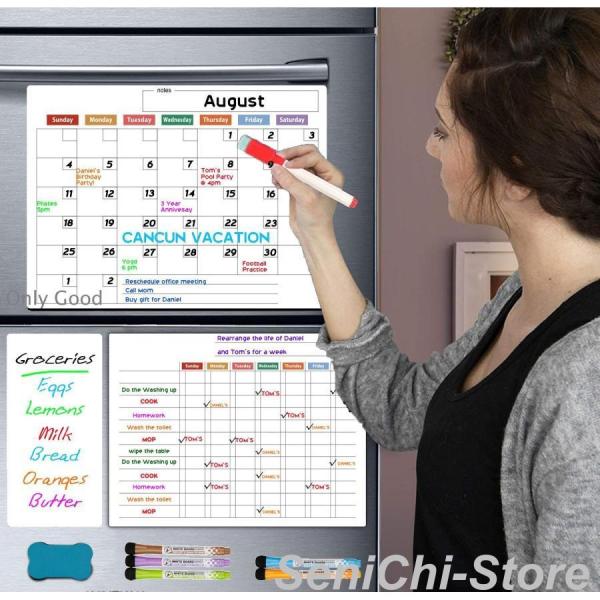 【厚いと強い磁石】0.8 mm厚さの磁石はほとんど他のブランドの二倍で，冷蔵庫にしっかりと貼れます，長持ちドライ消去カレンダーです。【汚点防止の表面】上質な表面は書くことと拭くことに用います。ガラスのように滑らかで，拭きやすい，そして何の汚...