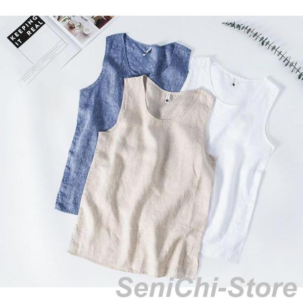 商品名: リネンＴシャツ ベスト 袖なし タンクトップ メンズ カットソー 無地 麻トップス インナー 夏 インナー 男性 カジュアル 亜麻 薄手 快適 涼しい ルームウェア 上着 シンプル                         ...