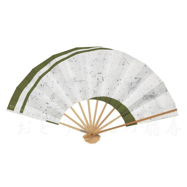 色絵付け、箔加工、地紙、扇骨、折、仕立にこだわった品質の高い国産京扇子です。長さ/約29cm。広がり/約50cm。扇骨/白竹骨。扇面/両面同じ柄。9寸5分。標準的なサイズの舞扇子です。日本製（国産京扇子）。扇箱付きです。親骨には重さのバラン...