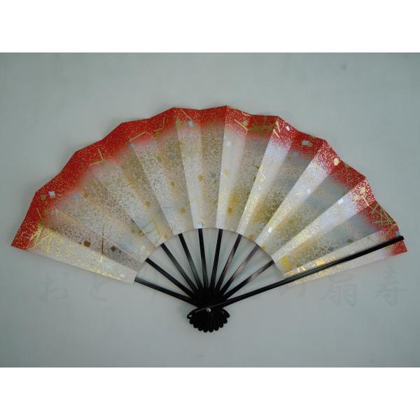 長さ/約29cm。広がり/約50cm。扇骨/黒塗骨。扇面/両面同じ柄。9寸5分標準的なサイズの舞扇子です。日本製（京都）。扇箱等は付いていません。親骨には重さのバランスを取るためのおもりが埋め込んであります。ぎりぎりまで値引きしてありますが...