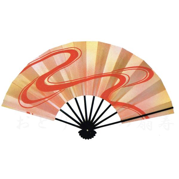 日本製の高級舞扇子です。流水・赤。長さ/約29cm。広がり/約50cm。扇骨/黒塗骨。扇面/両面同じ柄。9寸5分。標準的なサイズの舞扇子です。日本製（国産京扇子）。扇箱等は付いていません。親骨には重さのバランスを取るためのおもりが埋め込んで...