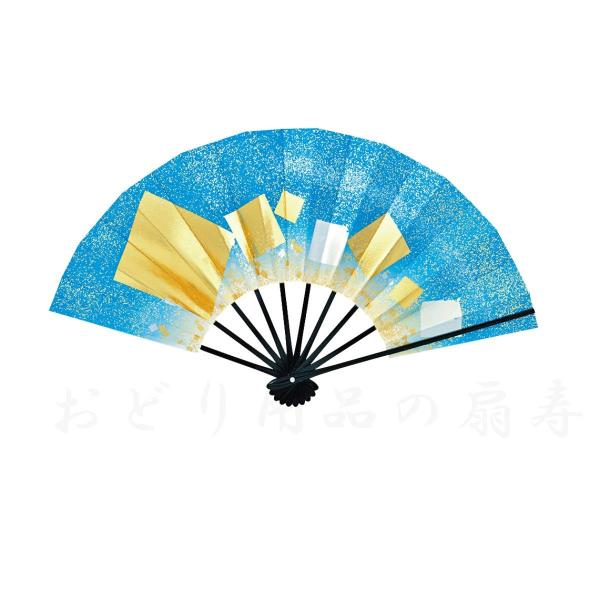 高級舞扇子です。長さ/約29cm。広がり/約50cm。扇骨/黒塗骨。扇面/両面同じ柄。9寸5分。標準的なサイズの舞扇子です。日本製（国産京扇子）。扇箱等は付いていません。親骨には重さのバランスを取るためのおもりが埋め込んであります。ぎりぎり...