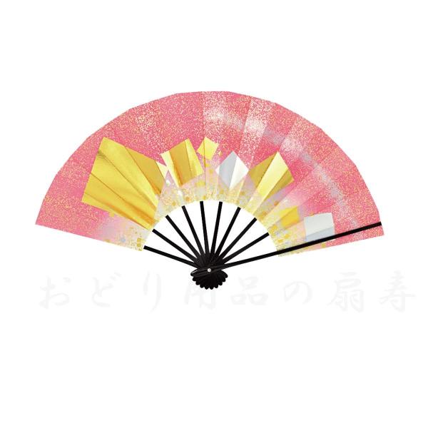 高級舞扇子です。長さ/約29cm。広がり/約50cm。扇骨/黒塗骨。扇面/両面同じ柄。9寸5分。標準的なサイズの舞扇子です。日本製（国産京扇子）。扇箱等は付いていません。親骨には重さのバランスを取るためのおもりが埋め込んであります。ぎりぎり...