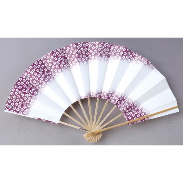 長さ/約29cm。広がり/約50cm。扇骨/白竹骨。扇面/両面同じ柄。9寸5分。標準的なサイズの舞扇子です。日本製（国産京扇子）。扇箱等は付いていません。親骨には重さのバランスを取るためのおもりが埋め込んであります。ぎりぎりまで値引きしてあ...