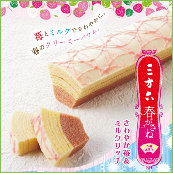 苺とミルクでさわやかにクリーミーに仕上げた春のバウムクーヘンです。 パッケージも春の華やぎいっぱいで、ごあいさつ好適品です。※化粧箱のご用意はございません。予めご了承の上、ご注文をお願い致します。