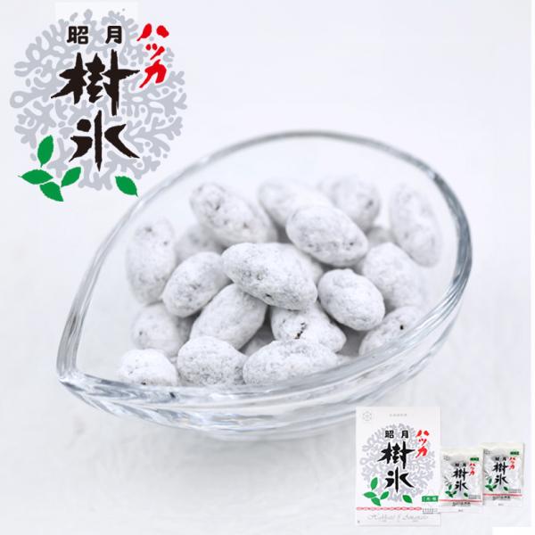 山樹氷のロングセラー商品「ハッカ樹氷」は、厳選された大正金時豆にハッカの爽やかな糖衣をまとわせた北見銘菓です。ハッカ樹氷は甘納豆にハッカの香りをくわえた砂糖の衣がけをし、柔らかく、お子様、お年寄りに喜ばれる様に作られております。