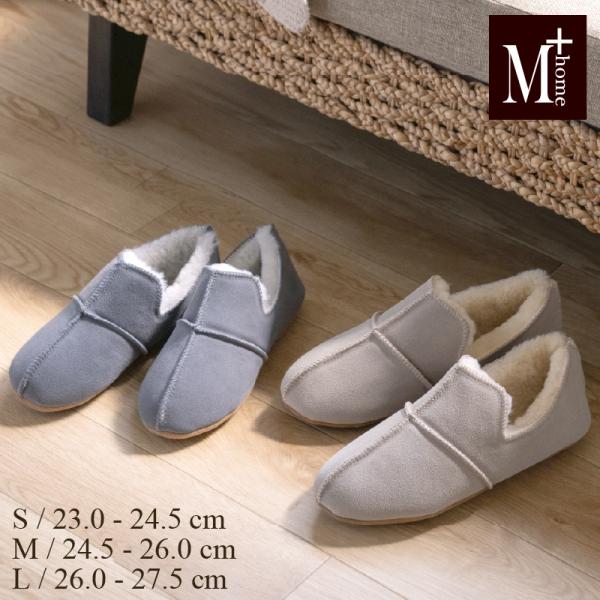 適応サイズ：（Sサイズ）約23〜24.5cm　（Mサイズ）約24.5〜26cm　（Lサイズ）約26〜27.5cm素材：（甲表・底滑り止め）牛革　（甲裏・中板）羊毛皮　（底材）ポリエステル カラー：グレー・ライトグレー中国製※お洗濯はできませ...