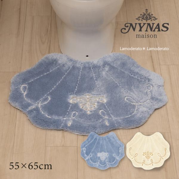 サイズ：約55×65cm（アームから手前約49cm）素材：アクリル100％（吸水素材）　※ラインストーン付き裏面：滑りにくい加工カラー：ブルー・アイボリーインドネシア製貝殻をモチーフにしたエレガントなトイレタリーシリーズ。上品な細番光沢系の...