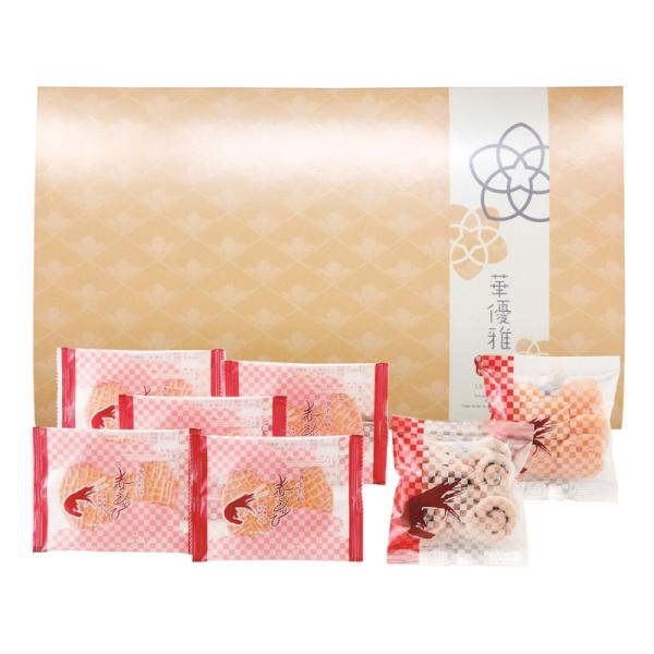 ●箱サイズ:15.8×26.7×4cm●箱入重量:0.1kg●セット内容:セット内容/赤えびせんべい（1枚）×5、えびせん（うず巻・えび松風）（各10g）×各1●賞味期限:常温1年●アレルゲン:小麦・えび