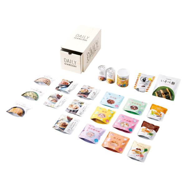 ごはんやおかずに加え、スープやおかゆなど豊富なラインナップで毎日食べても飽きない味わいです。災害時の非常食としてはもちろん、ご家庭のランチ、職場の残業飯などにもオススメです。ボックスは普段使いができる引き出しタイプで。シンプルなデザインでイ...