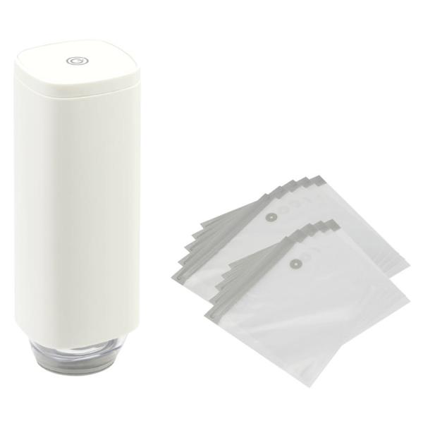 コンパクトで場所を取らない手軽に使える真空ハンディポンプボタンをタッチするだけの簡単操作※※圧力センサーが‐30kPaを検知すると自動で吸引停止します吸気口への水分侵入を防ぐ透明キャップ付（※キャップは丸洗い可能）●商品サイズ:本体:5×5...