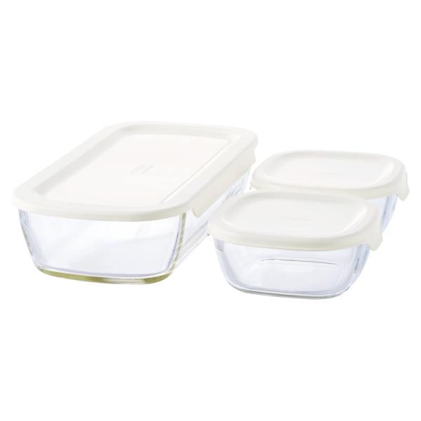 長方形の保存容器は冷蔵庫の奥行きを活かした省スペース収納。フタをしたまま電子レンジ、フタを外してオーブンOK。●箱サイズ:13.7×24.5×11.6cm●箱入重量:1.1kg●原産国:日本●材質:本体:耐熱ガラス、蓋:ポリプロピレン●セッ...