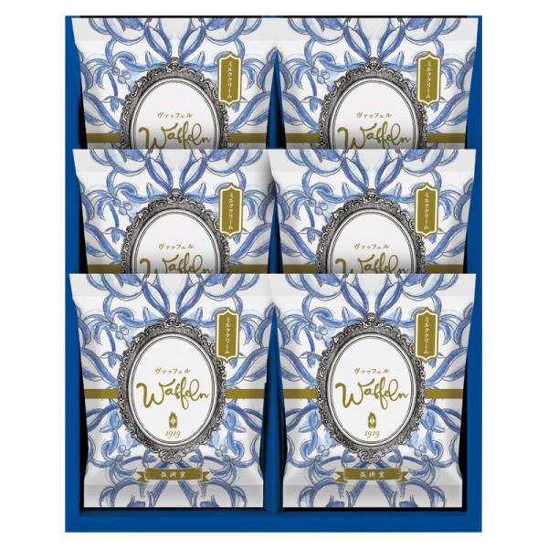 さっくりとした口あたりのドイツ風堅焼きワッフルにヴァニラ風味のクリームを合わせた洋風煎餅。●箱サイズ:22.5×18×5cm●箱入重量:0.3kg●セット内容:ヴァッフェル×6●賞味期限:常温150日●アレルゲン:卵・乳・小麦
