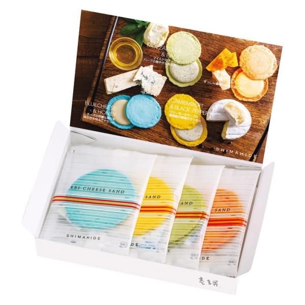 クアトロ（QUATTRO）とは、イタリア語で「4」を表す言葉。志満秀オリジナルの4種のチーズクリームをえびせんべいでサンド。例えばモッツァレラとバジル、ブルーチーズと蜂蜜はイタリア料理でおなじみのコンビ。お気に入りのワインのおともに、またパ...