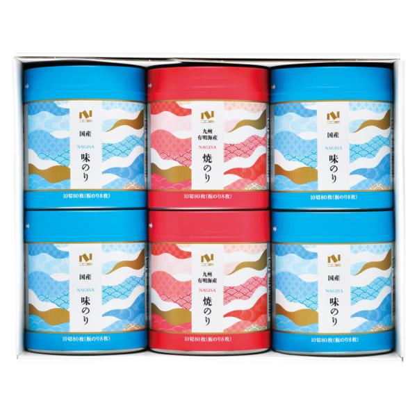 九州有明海産原料を使用した焼のりと、全国各地で選別された乾のりを使用し、魚介のうまみを活かした味のりの詰め合わせです。●箱サイズ:24.5×30.5×10.6cm●箱入重量:1.1kg●セット内容:味のり卓上（10切80枚）×4、焼のり卓上...