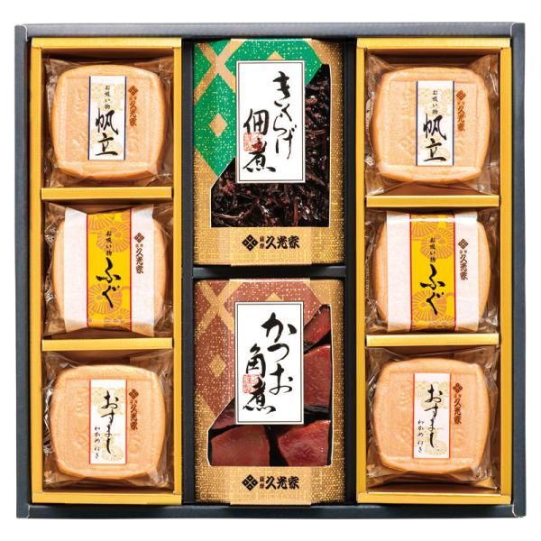 お椀に最中を入れお湯を注ぐだけで手軽に本格お吸物がお楽しみいただけます。ご飯のお供に喜ばれる佃煮との詰合せです。●箱サイズ:28×28×5cm●箱入重量:0.7kg●セット内容:お吸物（帆立・ふぐ・おすまし）×各2、かつお角煮（70g）・き...