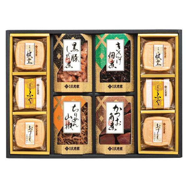 お椀に最中を入れお湯を注ぐだけで手軽に本格お吸物がお楽しみいただけます。ご飯のお供に喜ばれる佃煮との詰合せです。●箱サイズ:28×35×5cm●箱入重量:0.9kg●セット内容:お吸物（帆立・ふぐ・おすまし）×各2、かつお角煮（70g）・黒...