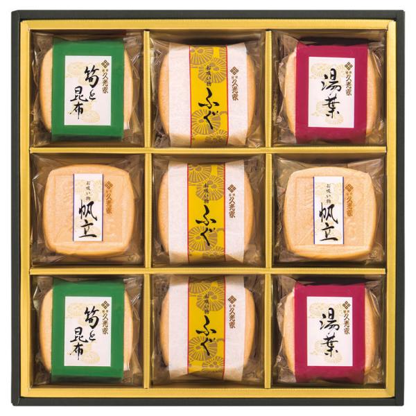 ●箱サイズ:25×25×5cm●箱入重量:0.4kg●セット内容:お吸物（ふぐ）×3、お吸物（帆立・筍と昆布・湯葉）×各2●賞味期限:常温1年●アレルゲン:小麦