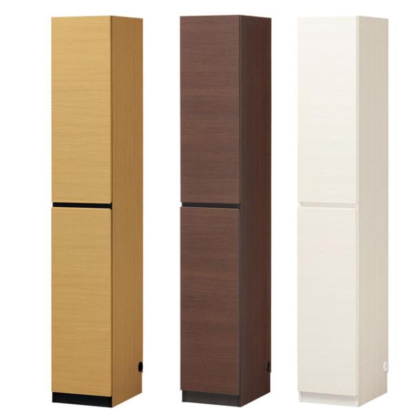 扉にはダンパーが付いて、ゆっくり静かに閉まるやさしい仕様です。●商品サイズ幅300×奥行416×高さ1800mm●商品重量：約21.4kg●材　質本体：プリント紙化粧繊維板 扉 ：木口ラッピング加工●移動棚枚数：4枚●耐荷重：移動棚10kg...