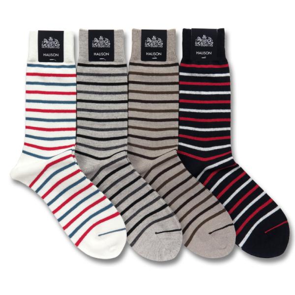 【アイテム】ラグジュアリコットンを使用したトリコロールボーダーソックス。フレンチブランドのＴシャツに代表されるベーシックなボーダー柄をソックスで表現しました。カジュアルからモードまで幅広く使えるマストアイテムです。ハリソンだからこそ素材と製...