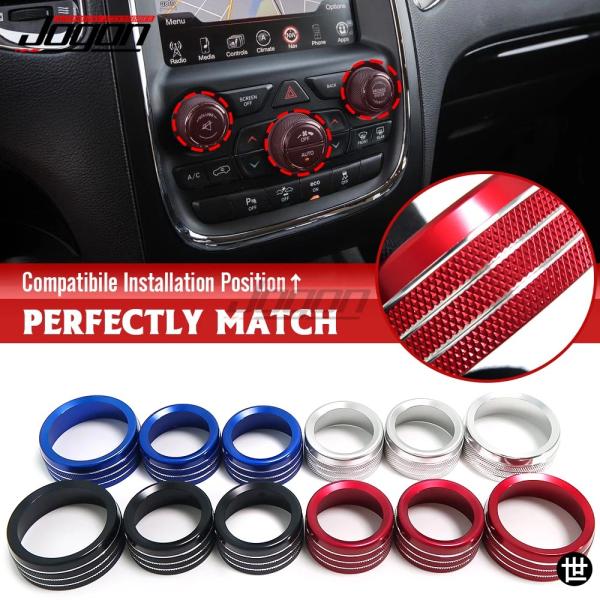 ダッジ デュランゴ SRT GT 2014 2015 2016 2017 2018 2019 2020 車内音量 AC ラジオスイッチノブボタンカバーリングトリム 3個