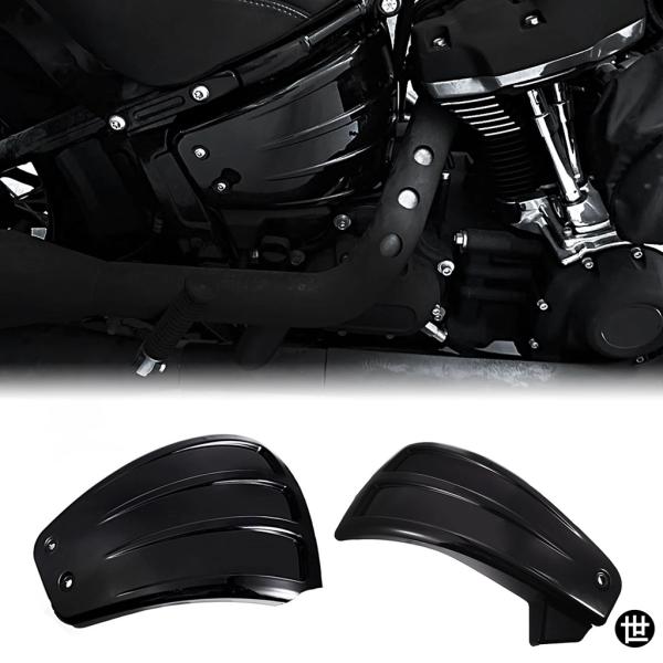 グロスブラックサイドフェアリングバッテリーカバー ハーレー ソフテイル ストリートボブ FXBB ローライダーS ヘリテージクラシック 2018-2023用