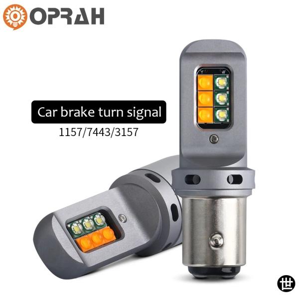 OPRAH 2X 1157 BAY15D P215W T20 7443 W21W T25 3157 P277W LEDバルブ CANBUS 12SMD 車用ウィンカー リバース ブレーキライト ホワイト アンバー