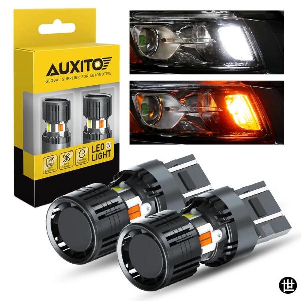 AUXITO 2X T20 7440 7443 スイッチバック LED ウィンカー CANBUS T25 3156 3157 P277W 電球 ハイパーフラッシュなし デュアルカラー アンバー ホワイト