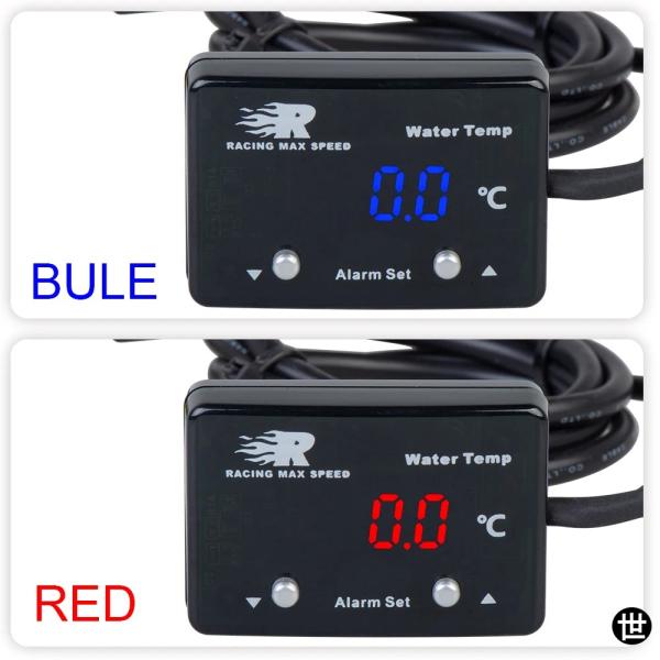 12V DC 自動デジタル水温計 赤色表示 スクエア水温計 SKYLINE WRX EVO MPS 18 NPTセンサー付き