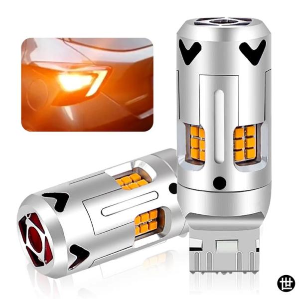 2X CANBUS エラーフリー 7440 LED ハイパーフラッシュなし W21W T20 LED 24W 18SMD-3030 2015年以降のキャデラック エスカレード用 フロントウィンカーバルブ