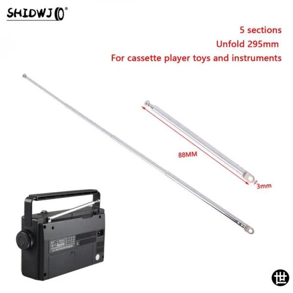 1個 TV ラジオ DAB AM FM 汎用用 折りたたみ長さ 89MM、展開長さ 295MM 新 5273-5 セクション交換用伸縮式アンテナ