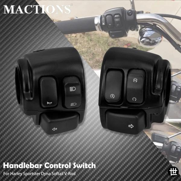 バイク用 1インチ25MM ハンドルバー ウィンカーコントロール ライトスイッチ ブラック ハーレー スポーツスター XL1200 883 96-2013 ダイナ ソフテイル FL V-ROD用