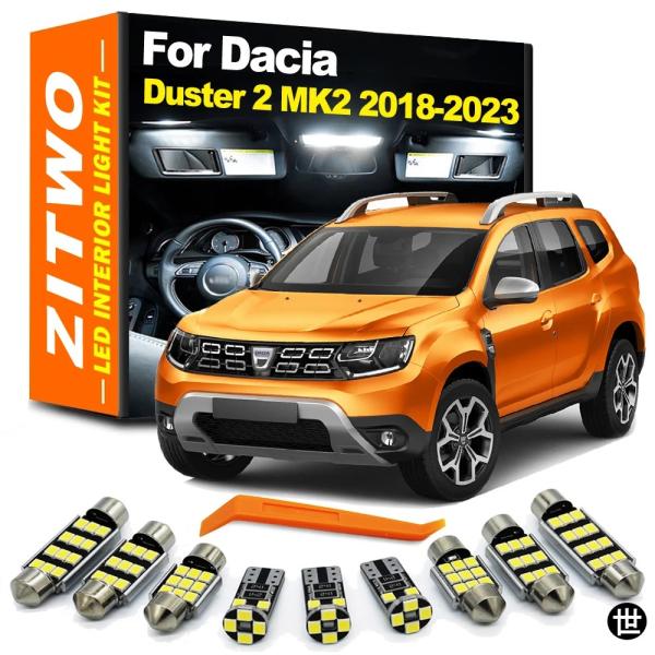 ZITWO 10個 CANBUS DACIA DUSTER 2 II MK2 2018 2019 2020 2021 2022 2023 車用LED電球アクセサリー インテリアプレートライトキット