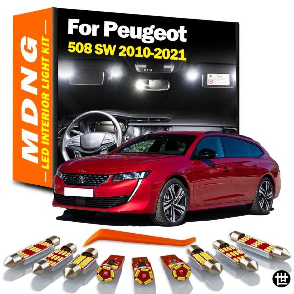 MDNG 14個 CANBUS プジョー 508 SW 2010-2015 2016 2017 2018 2019 2020 2021 車用電球 LED インテリアドームライトキット 車用ランプ