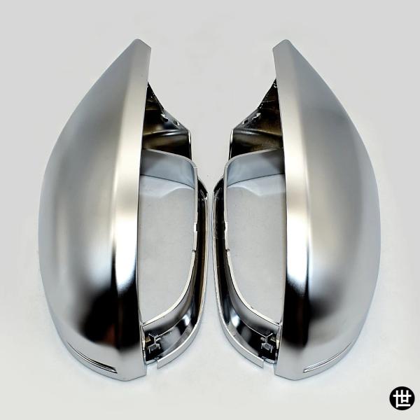 アウディ A6 S6 C7 4G サイドウィングミラーカバーキャップ シルバー マットクローム 2013 2014 2015 2016 2017 2018 アルミニウム ブラッシュド