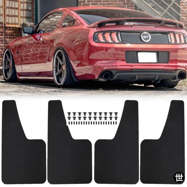 レッドブラック マッドフラップ FORD MUSTANG GT V6 ECOBOOST GT500 GT350 GT-S CS SHELBY PONY MACH-E GT マッドフラップ スプラッシュガード マッドガード