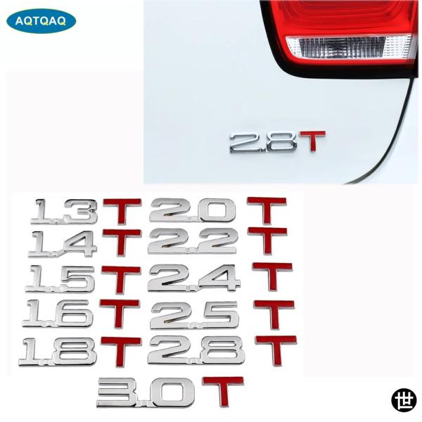 1.3T - 3.0T プレミアムメタルカーサイドフェンダーリアトランクエンブレムバッジデカール1個あらゆる車両に対応