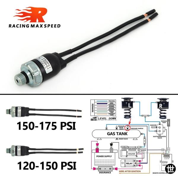 エアコンプレッサー圧力制御スイッチバルブ 70-100PSI 90-120PSI 120-150PSI 150-175PSI 14NPT