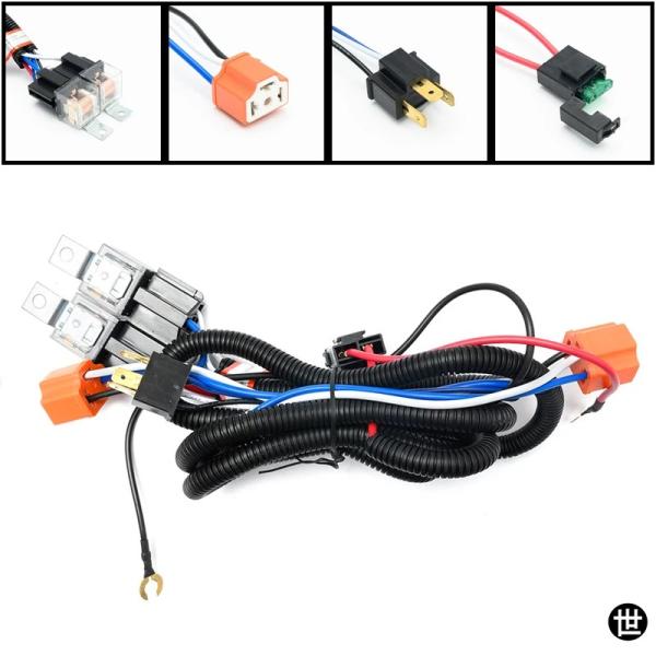 H4 ヘッドライトリレー配線ハーネスキット H6054 7X6 H6024 VWトランスポーターT3 T4ゴルフII用 トヨタタコマ用 ジープチェロキーXJ用